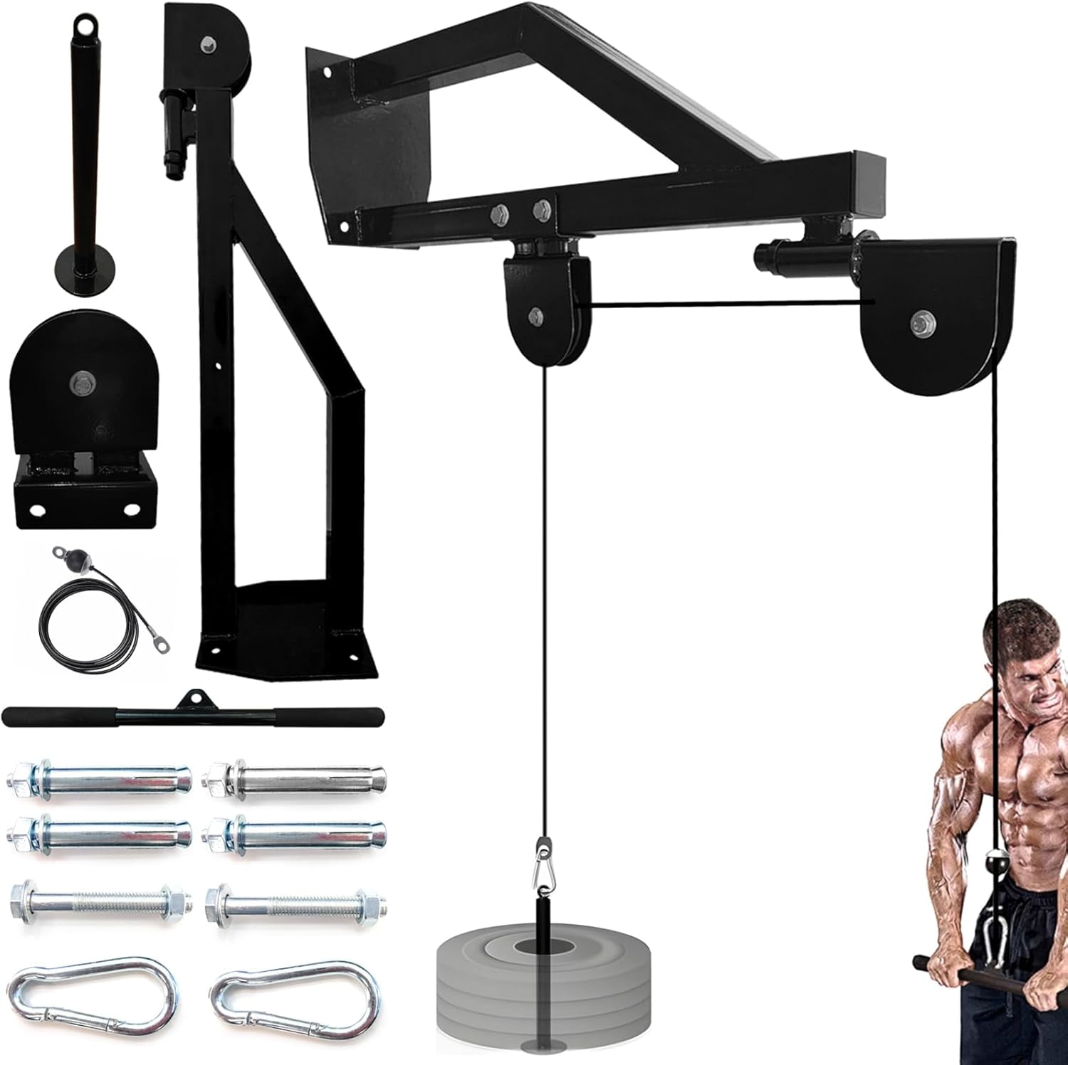 KORIKAHM 36.9Inch Oversized Wall Mounted Pulley System Gym, LAT Pull ...