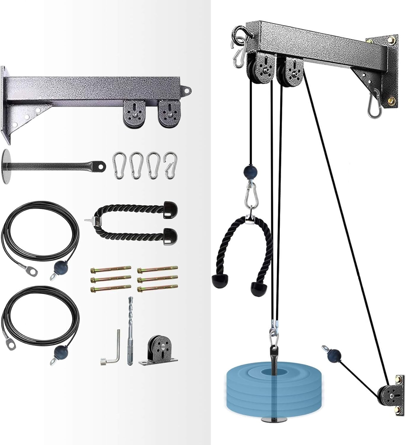 KORIKAHM Fitness Wall Mount Pulley System, Weight Cable Pulley System ...