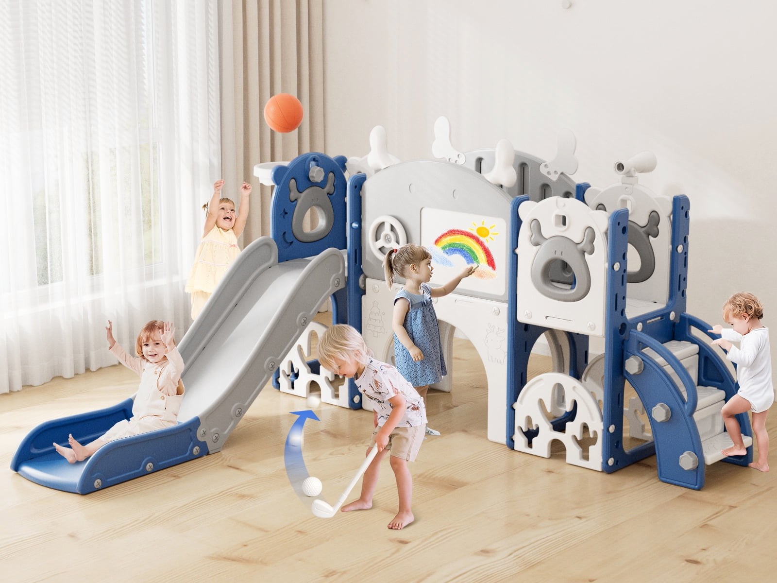 KORIMEFA 13-in-1 Toddler Slide Set, Kids Slide for Toddlers Age 1-4 ...