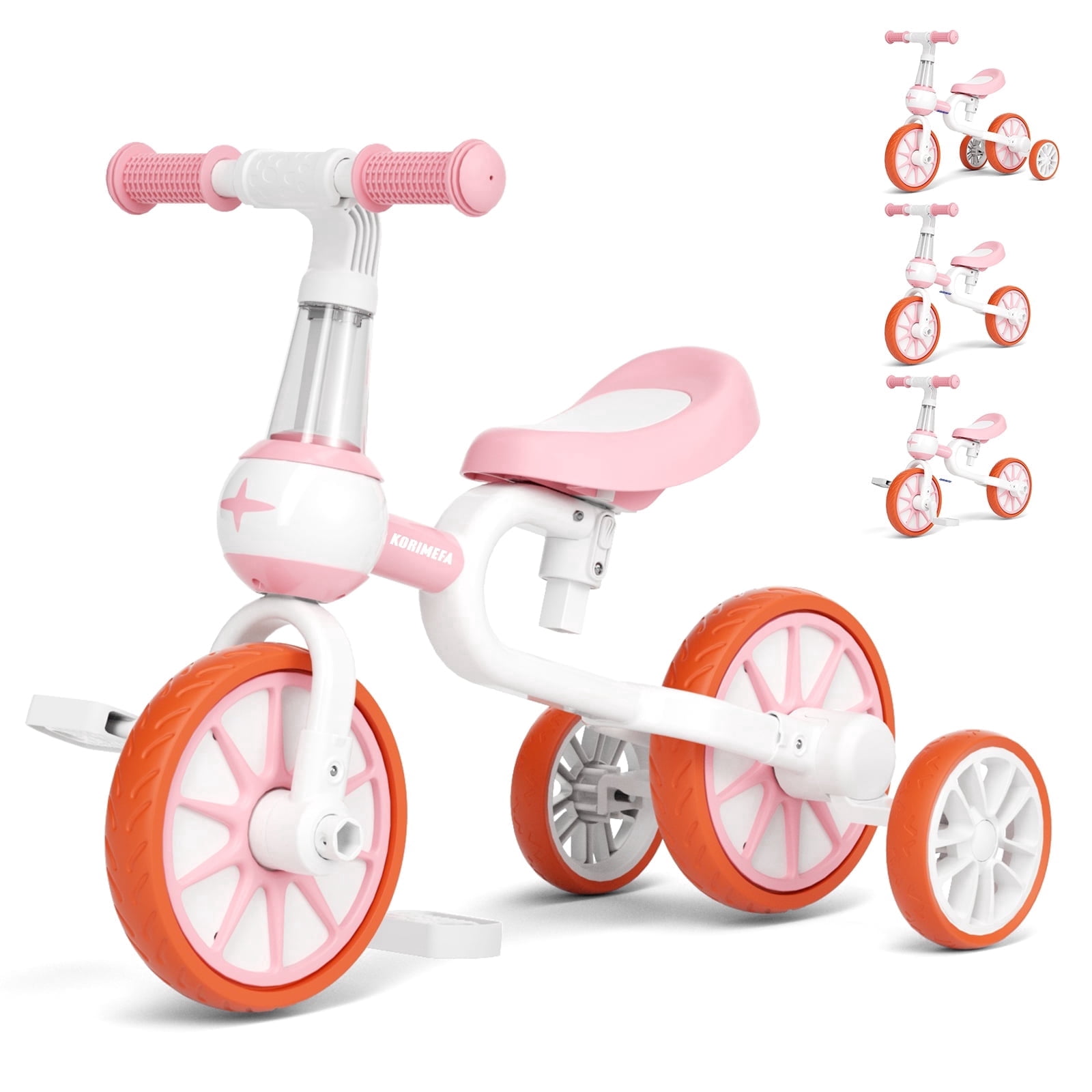 KORIMEFA 3-in-1 Kids Tricycle, Toddler Bike for Ages 1-4 Boy Girl, Pink ...
