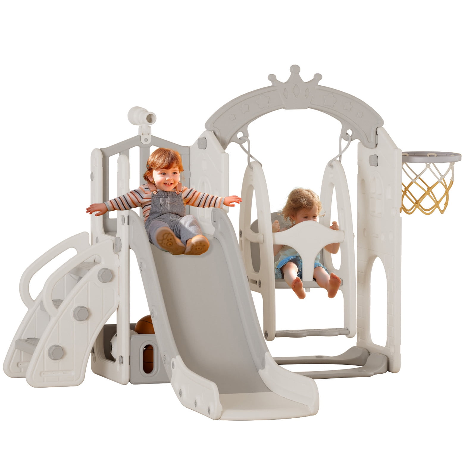 KORIMEFA 4 in 1 Toddler Slide and Swing Set, Kids Large Climber Slide ...