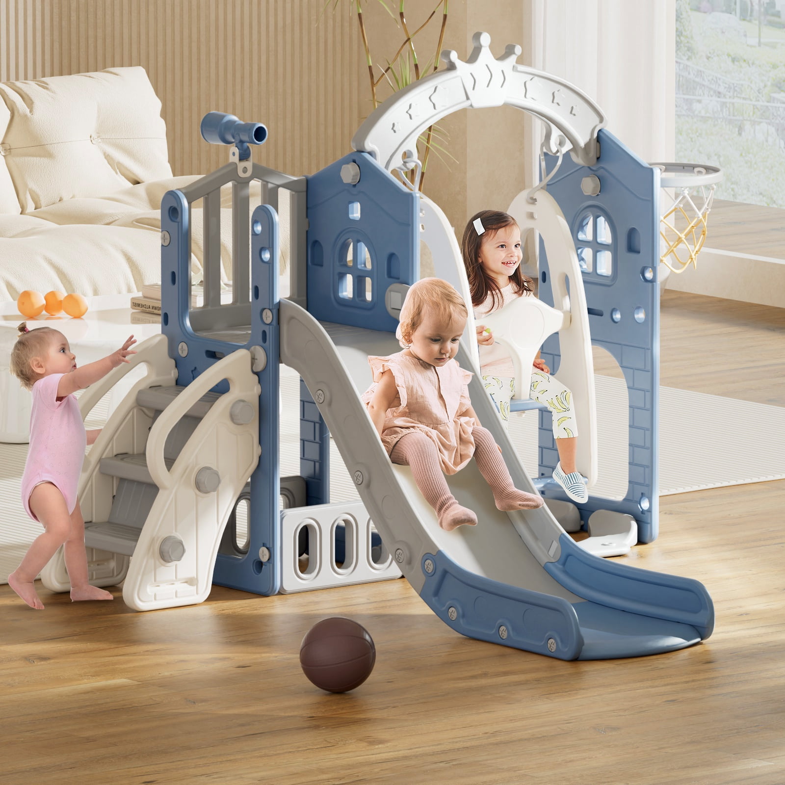KORIMEFA 4 in 1 Kids Slide and Swing Set - Perfect for Toddlers 1-5 ...