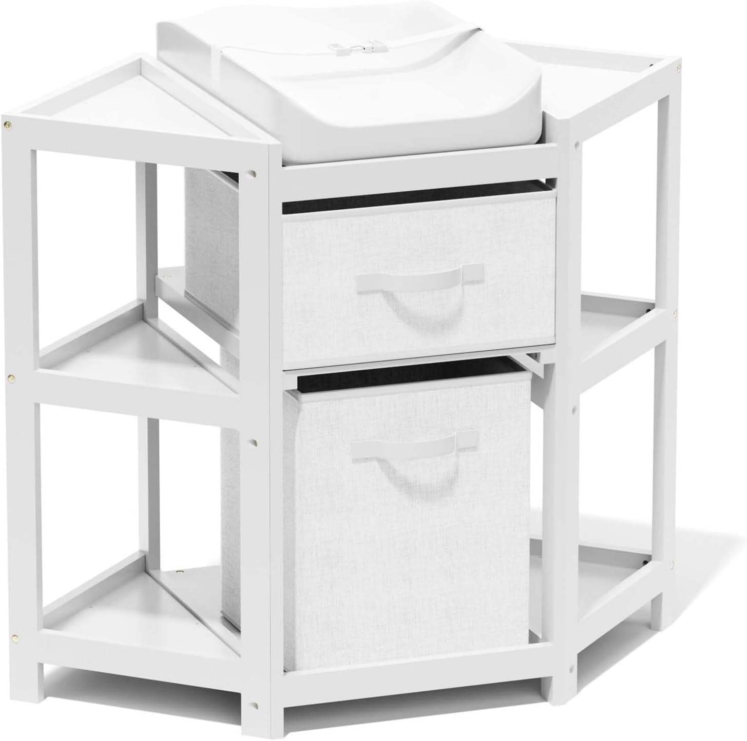 KORIMEFA Changing Table with Drawers, Corner Baby Diaper Changing ...