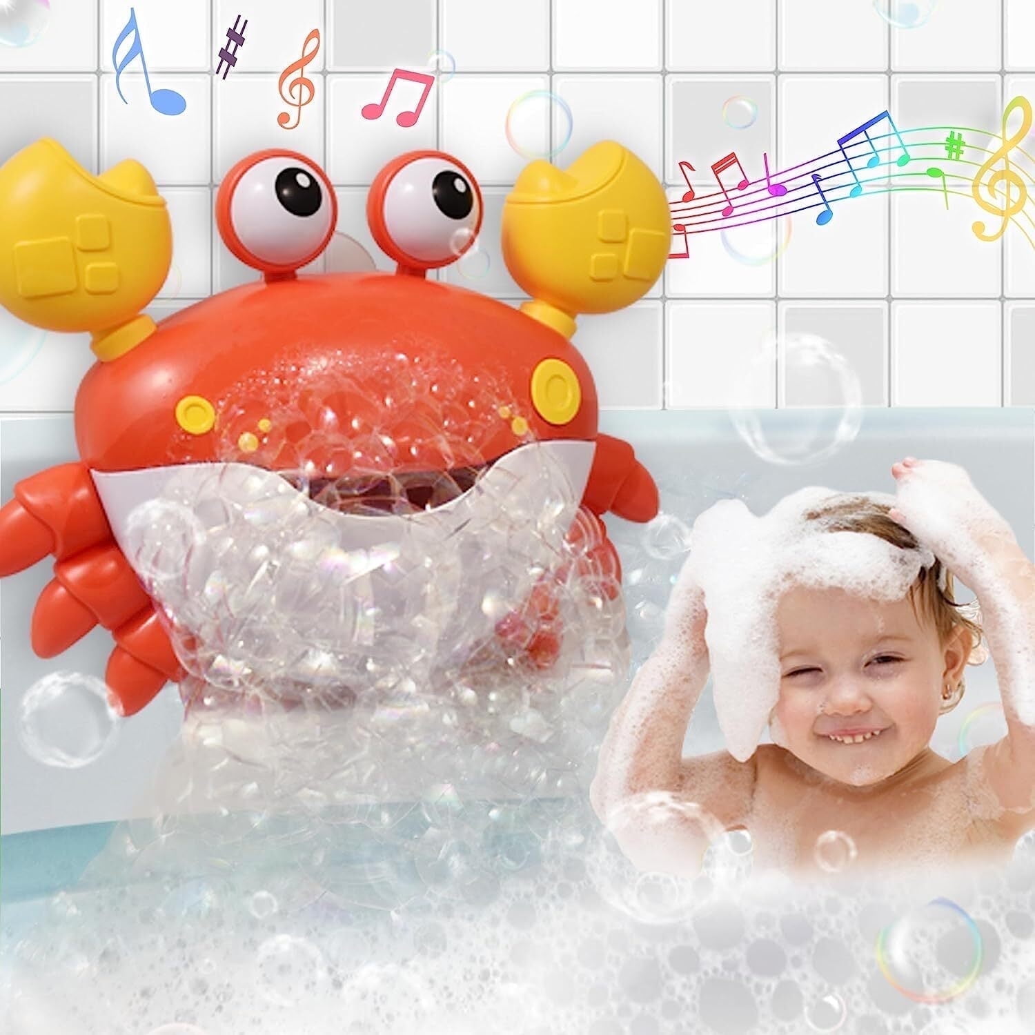 Korimefa Crab Bubble Bath Maker for Kids with Music, Safe ABS Material ...
