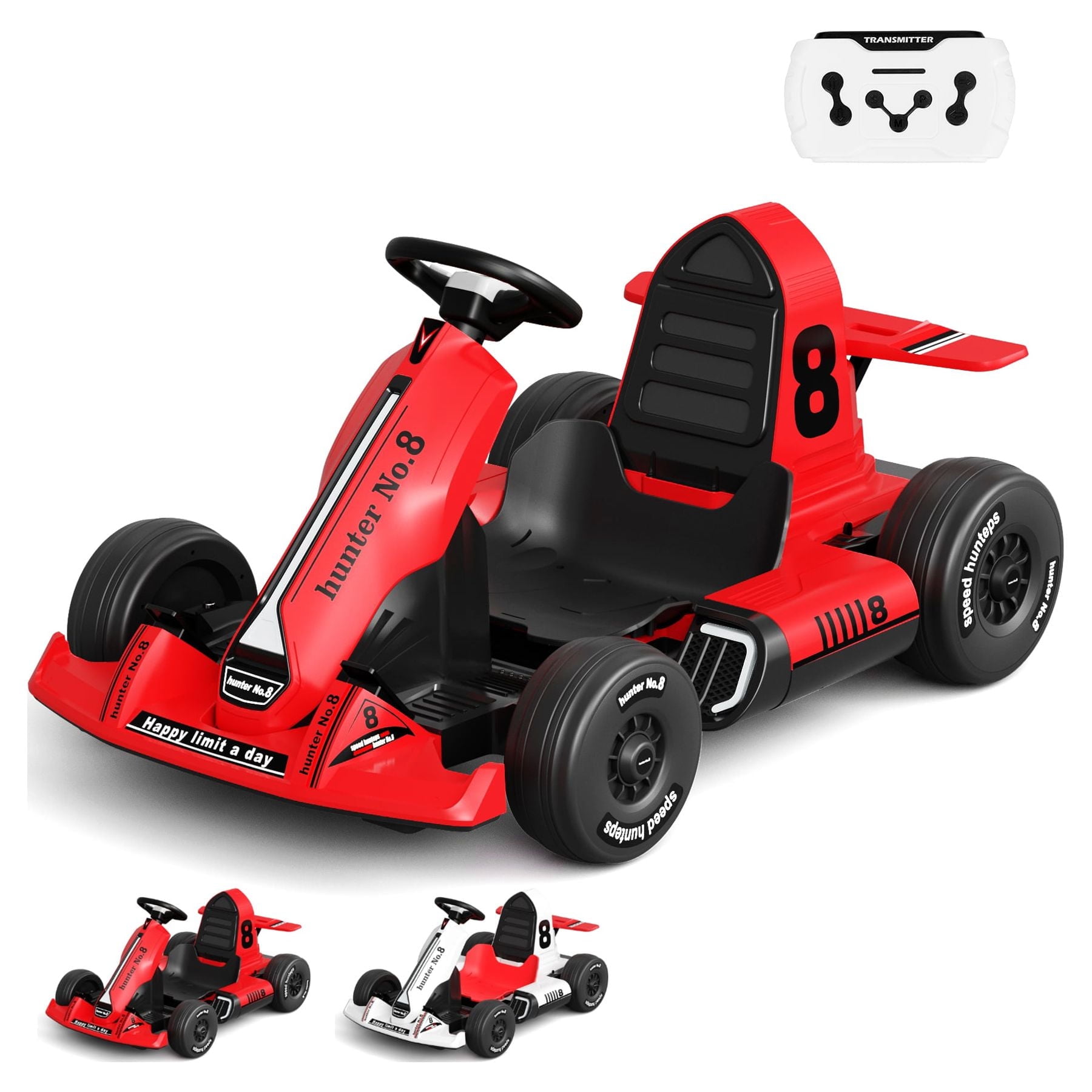 KORIMEFA 12V Electric Ride-On Car, Outdoor Go-Kart with Remote Control, Max Speed 8 mph ...