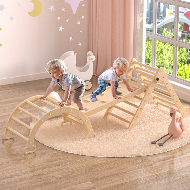 KORIMEFA Foldable Climbing Triangle Ladder Toys with Ramp for Sliding ...