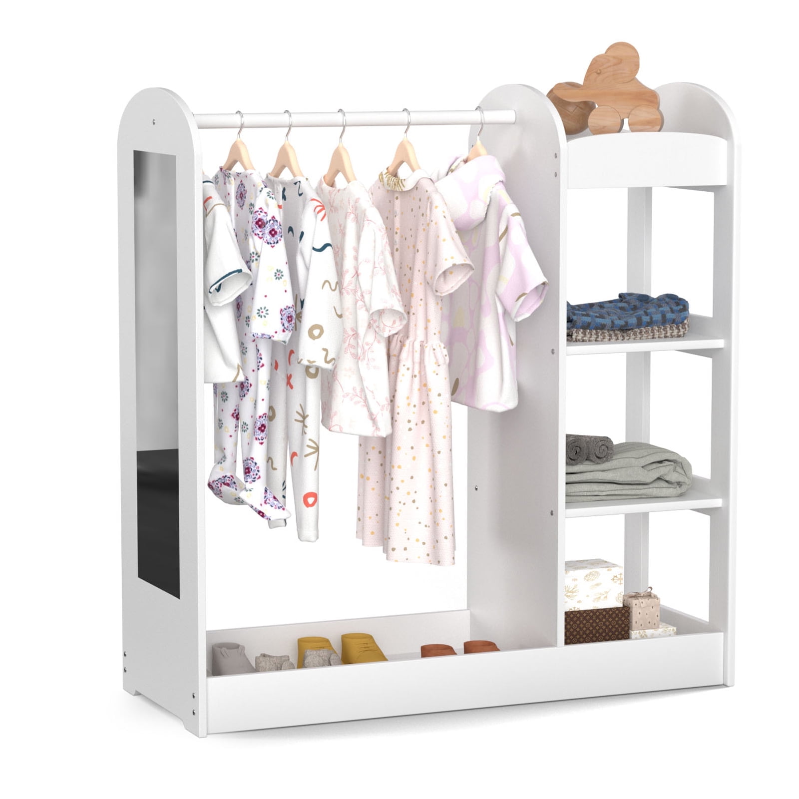 KORIMEFA Kids Dress up Storage with Mirror, Clothes Rack, 3-Tier ...