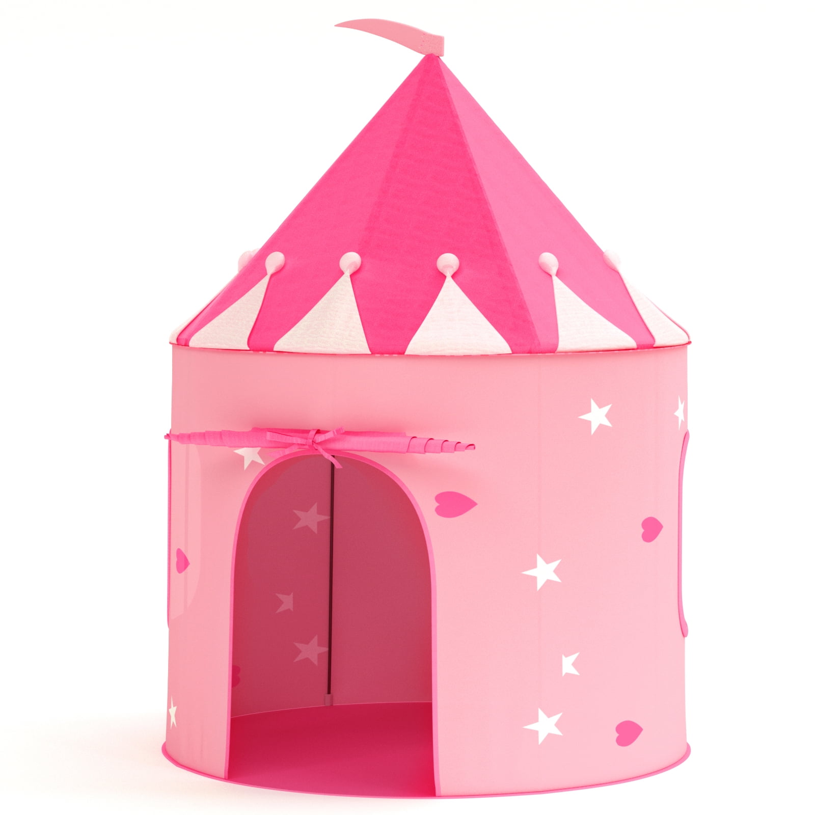 KORIMEFA Princess Castle Play Tent with Glow Stars, Foldable Pink Kids ...