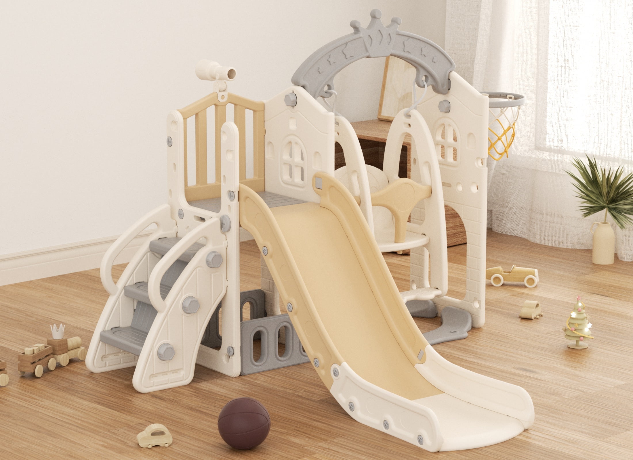 10 In 1 Indoor Outdoor Toddler Slide With Bus Playhouse KORIMEFA 10-in ...