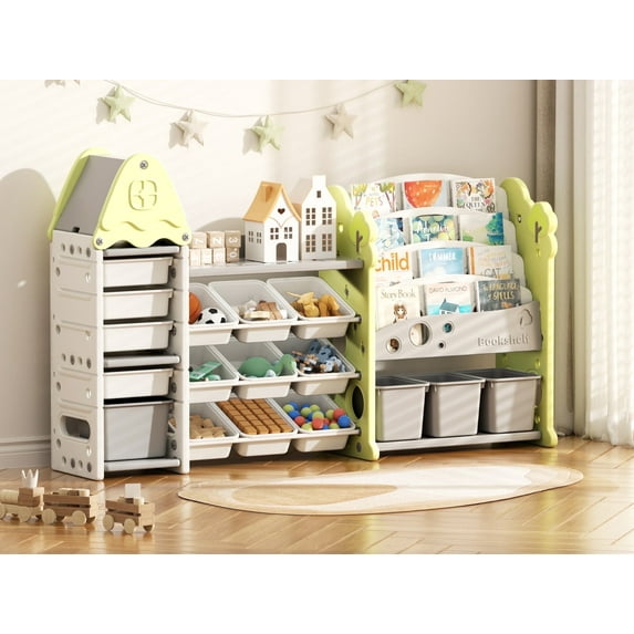 KORIMEFA Toy Storage Box, Kids Toy Storage Organizer with Bookshelf, 17 ...