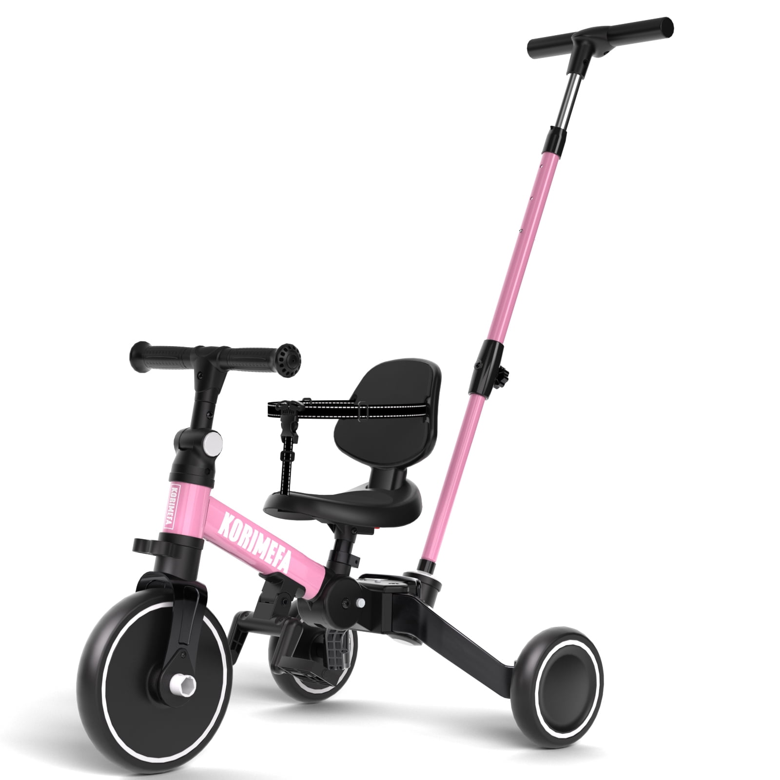 korimefa 5-in-1 Toddler Bike with Push Handle, Folding Tricycle for 1-4 ...