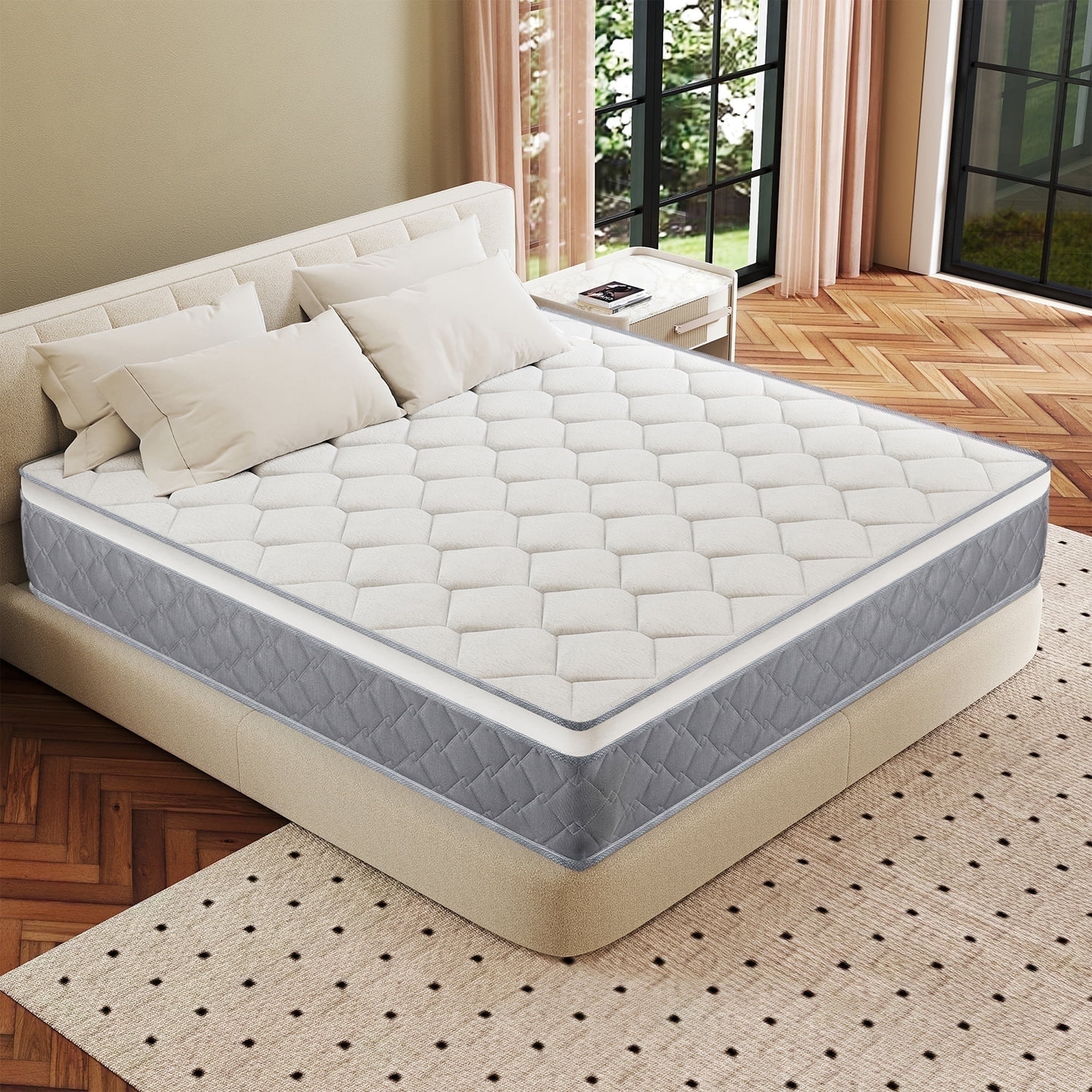 Kviwasha 12-inch Queen Hybrid Mattresses Gel Memory Foam and Spring ...