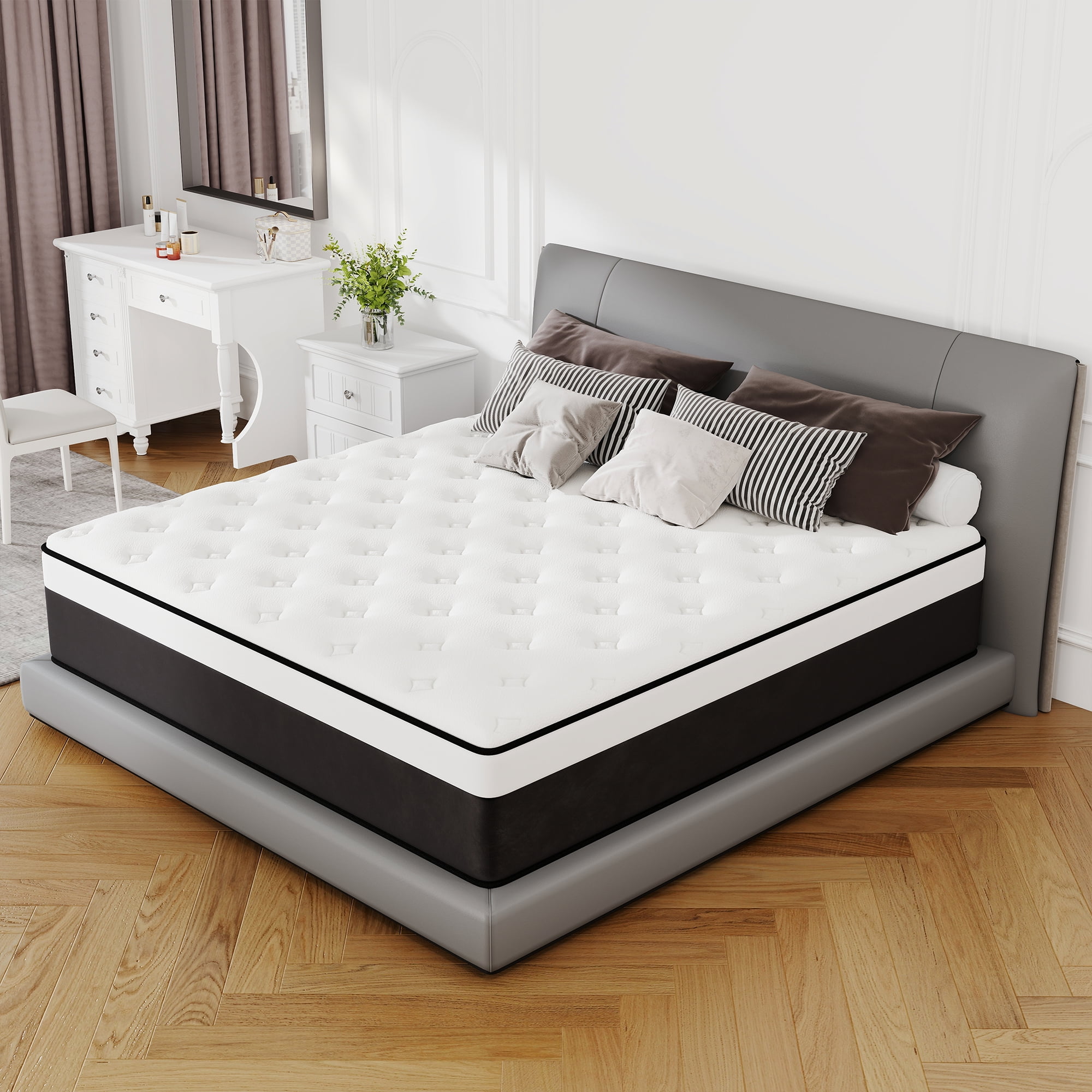 Kviwasha 10 inch King Mattress with Pocketed Springs Hybrid Mattresses ...