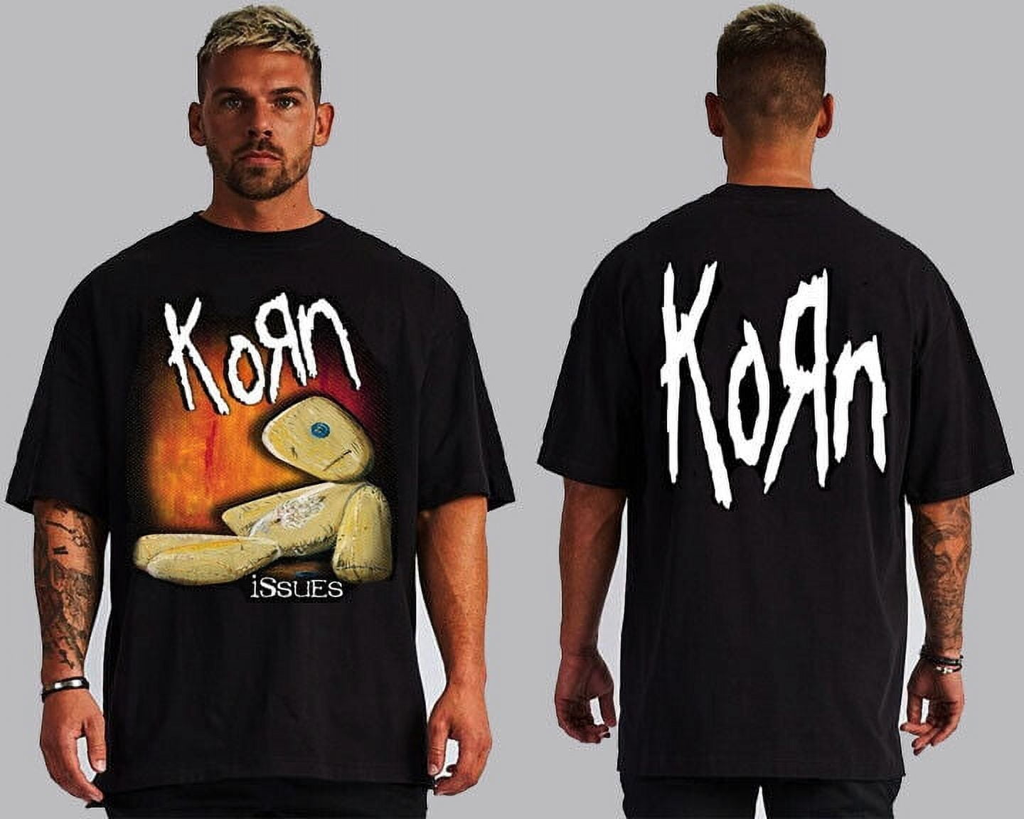 KORN ISSUES FRONT AND BACK PRINT HARD ROCK BLACK T SHIRTS MEN'S SIZES ...
