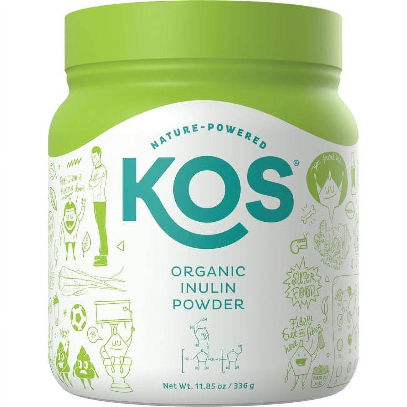 KOS Organic Inulin Powder, Unflavored Prebiotic FOS, 11.85oz - Walmart.com