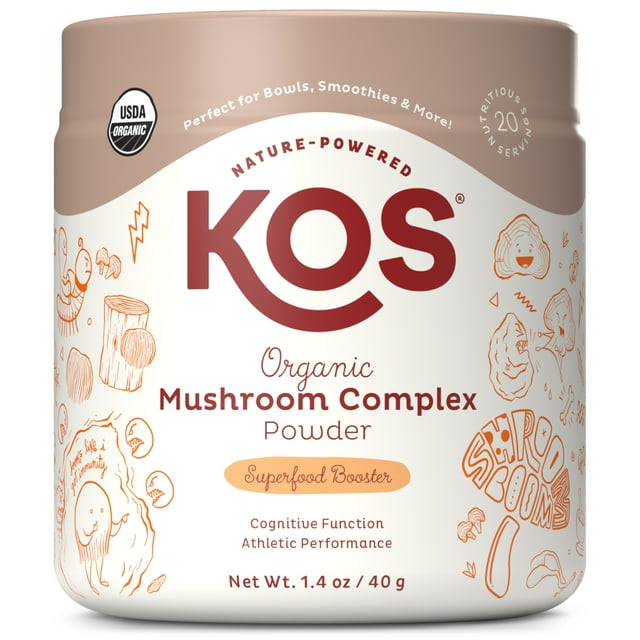 KOS Organic Mushroom Complex Powder - Vegan Superfood Booster, Gluten ...