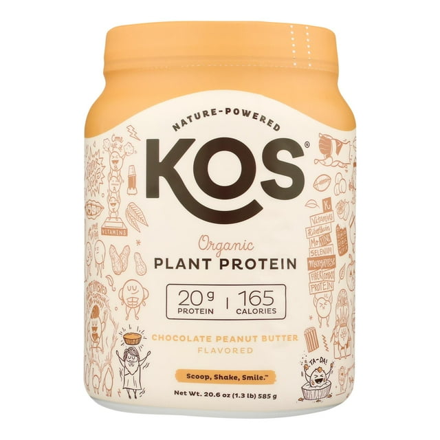 KOS Organic Plant Based Protein Powder, Chocolate Peanut Butter, 20g ...