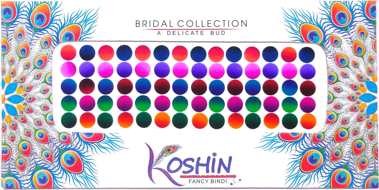 KOSHIN Multi Color Double Shade Round Shape Size Per Bindi Diameter 8 ...