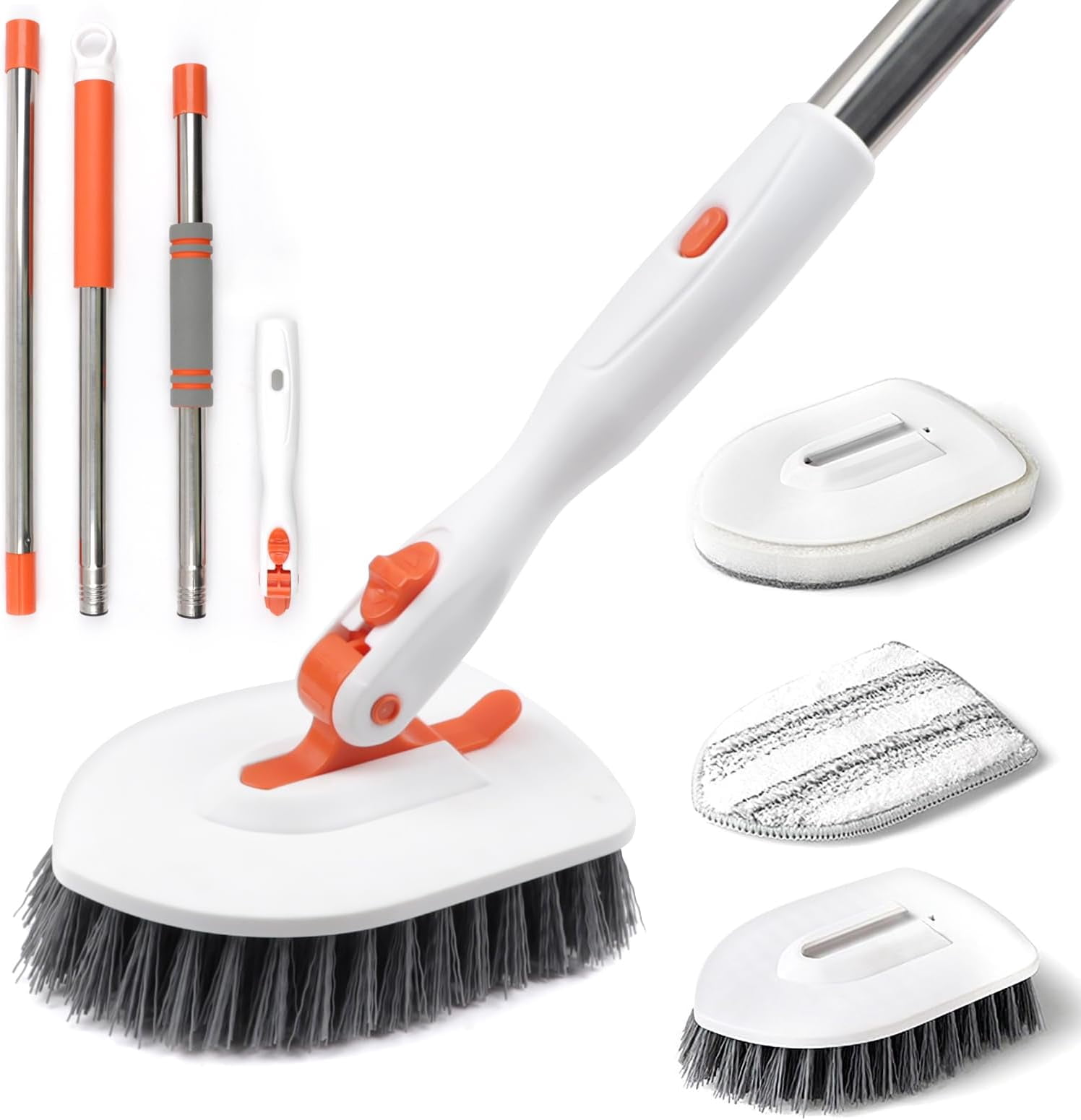 KOSIY Floor Scrub Brush with Long Handle Extendable Scrub Brush for Tub ...