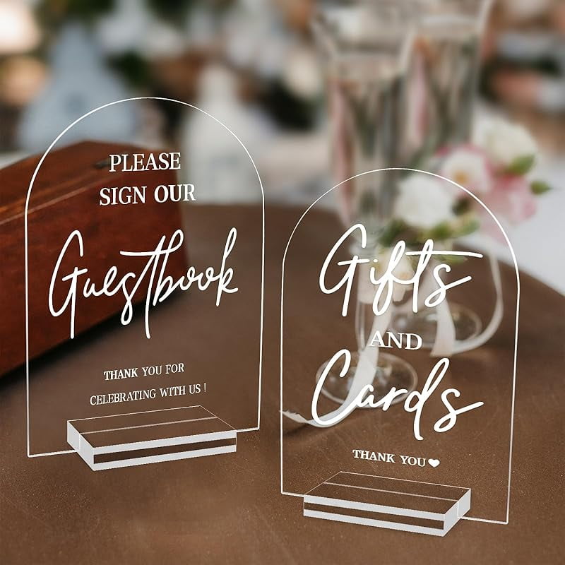 KOSKIMER 2pcs Clear Acrylic Wedding Signs for Ceremony and Reception ...