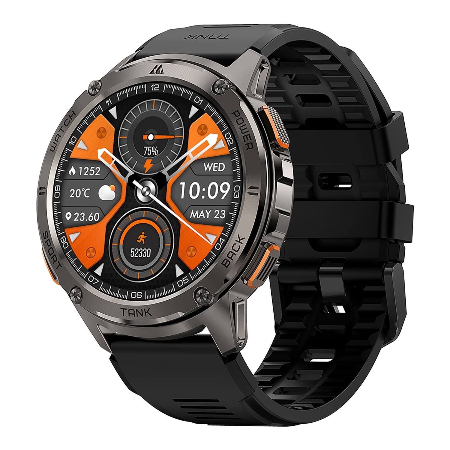 KOSPET TANK T3 1.43-In. AMOLED Smartwatch with Silicone Band (Black), P ...