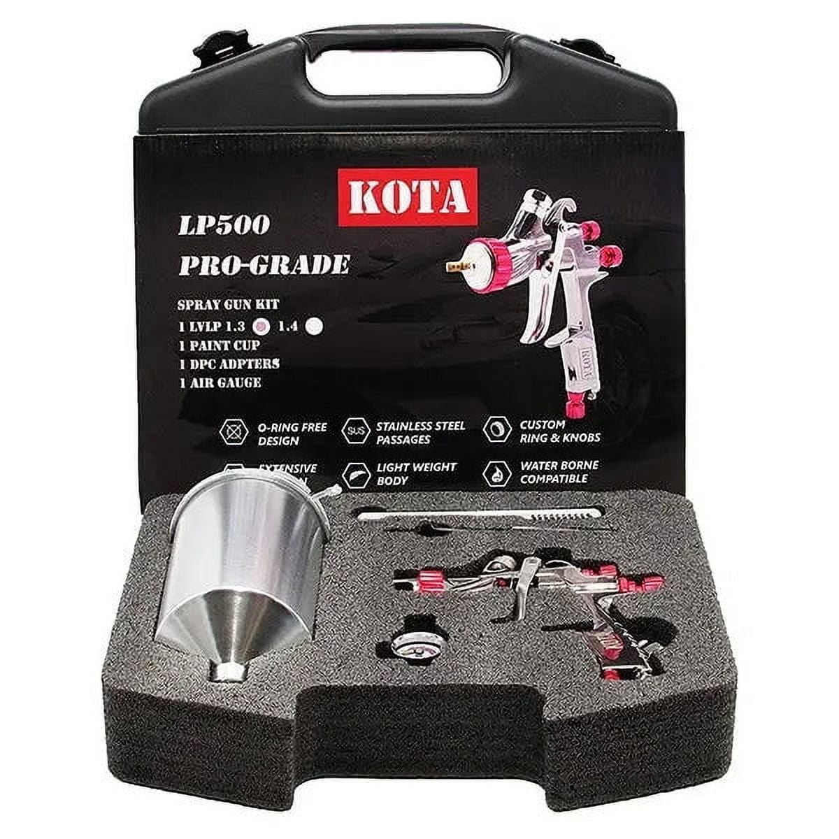 KOTA Paint Spray Gun Kit LVLP 1.3mm or 1.4mm Nozzle with Aluminum Cup ...