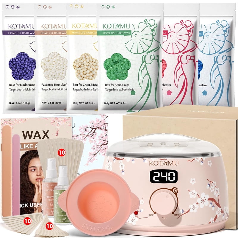 KOTAMU Waxing Kit for Women & Men, Professional Wax Warmer for Hair ...