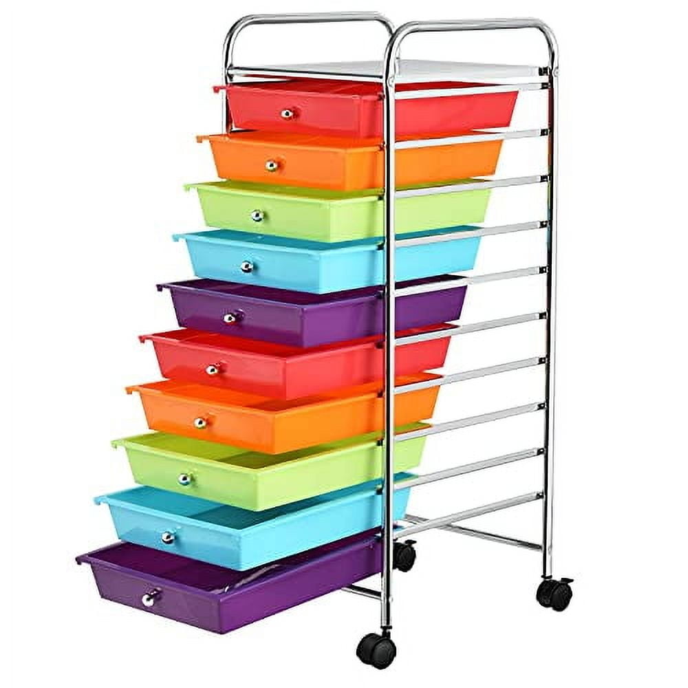 KOTEK 10-Drawer Multipurpose Rolling Storage Cart, Mobile Craft Cart ...