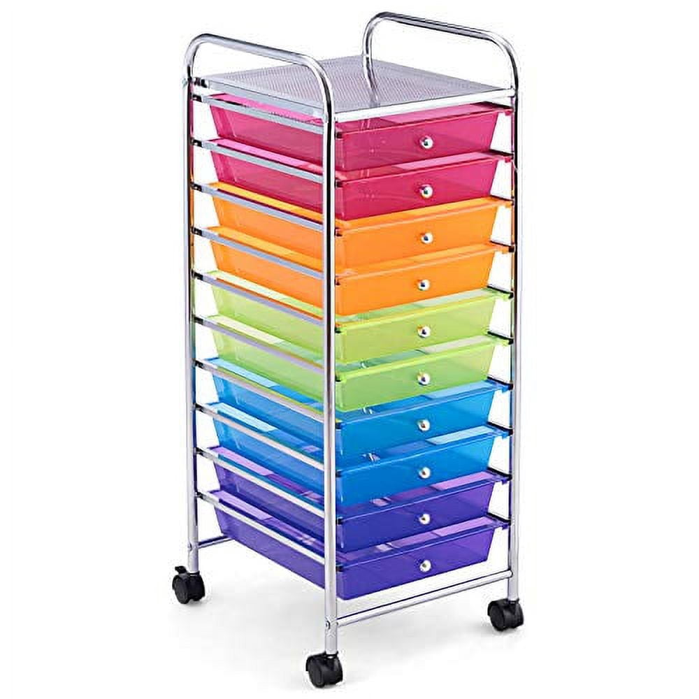 KOTEK 10-Drawer Rolling Storage Cart, Multipurpose Utility Cart Mobile ...