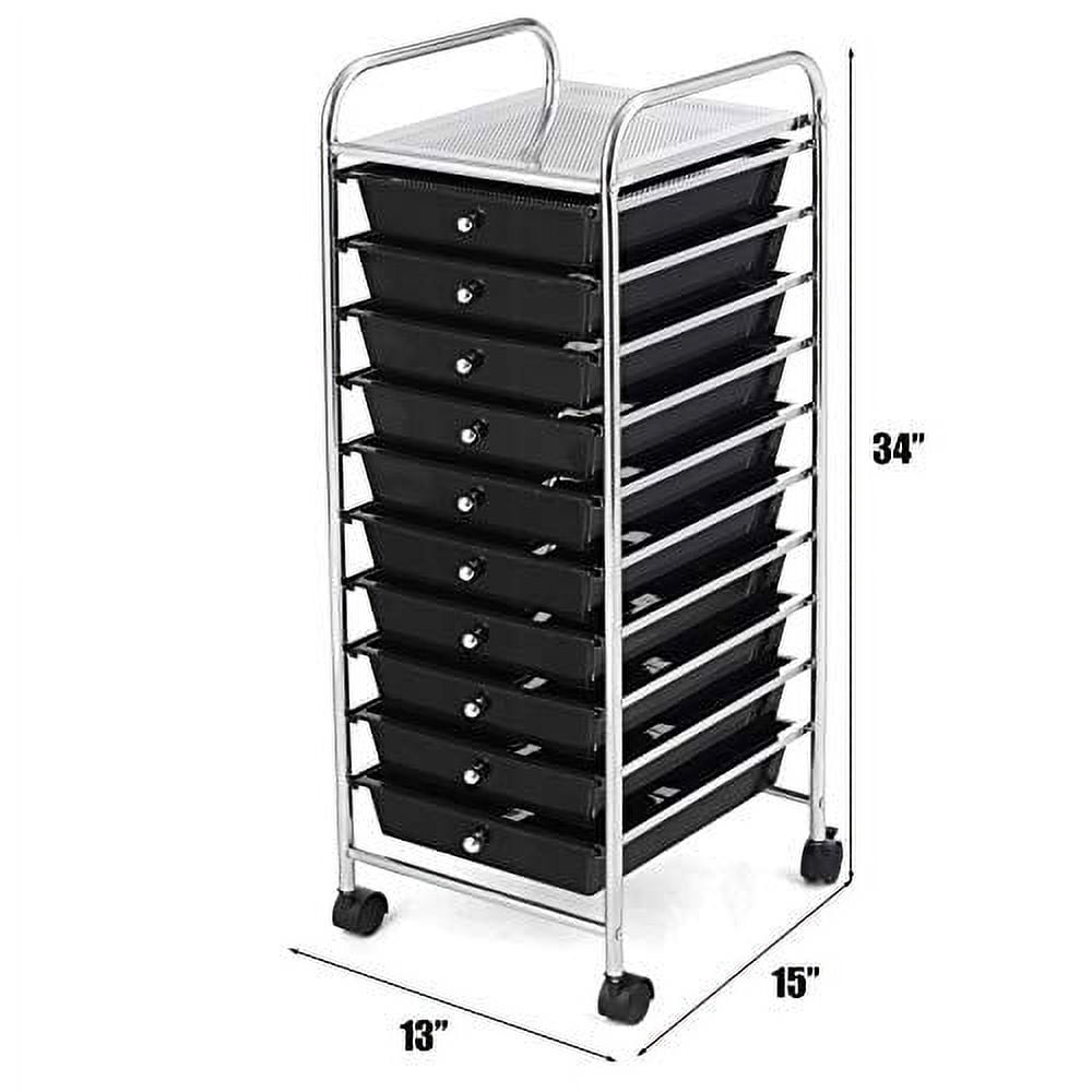 KOTEK 10-Drawer Rolling Storage Cart, Multipurpose Utility Cart Mobile ...