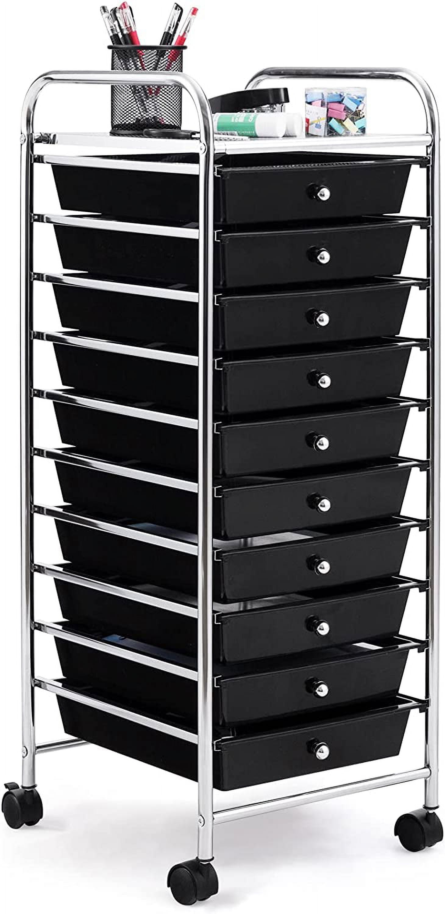 KOTEK 10-Drawer Rolling Storage Cart, Multipurpose Utility Cart Mobile ...