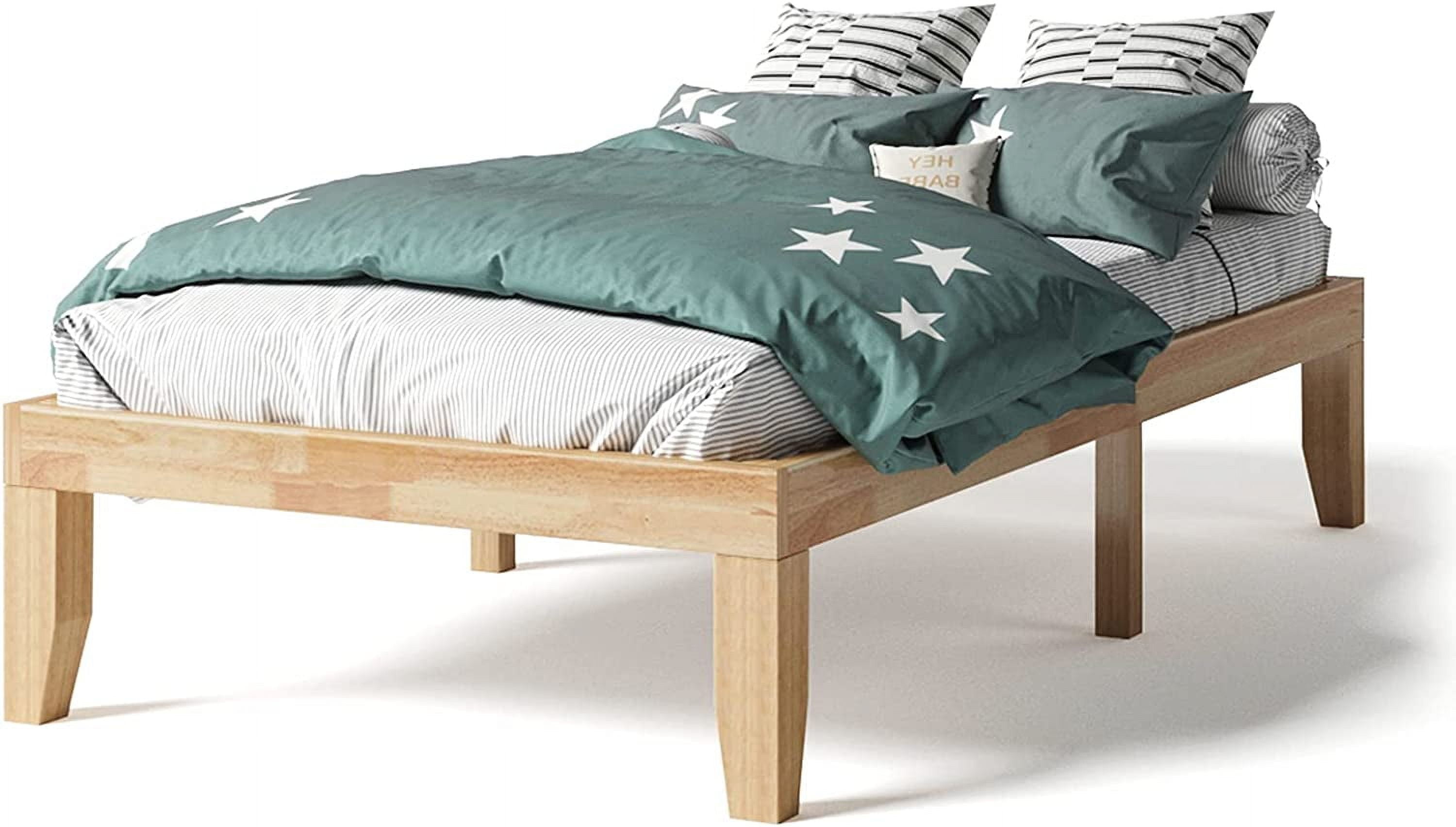KOTEK 14" Solid Wood Platform Bed Frame, Mattress Foundation w/Wooden ...