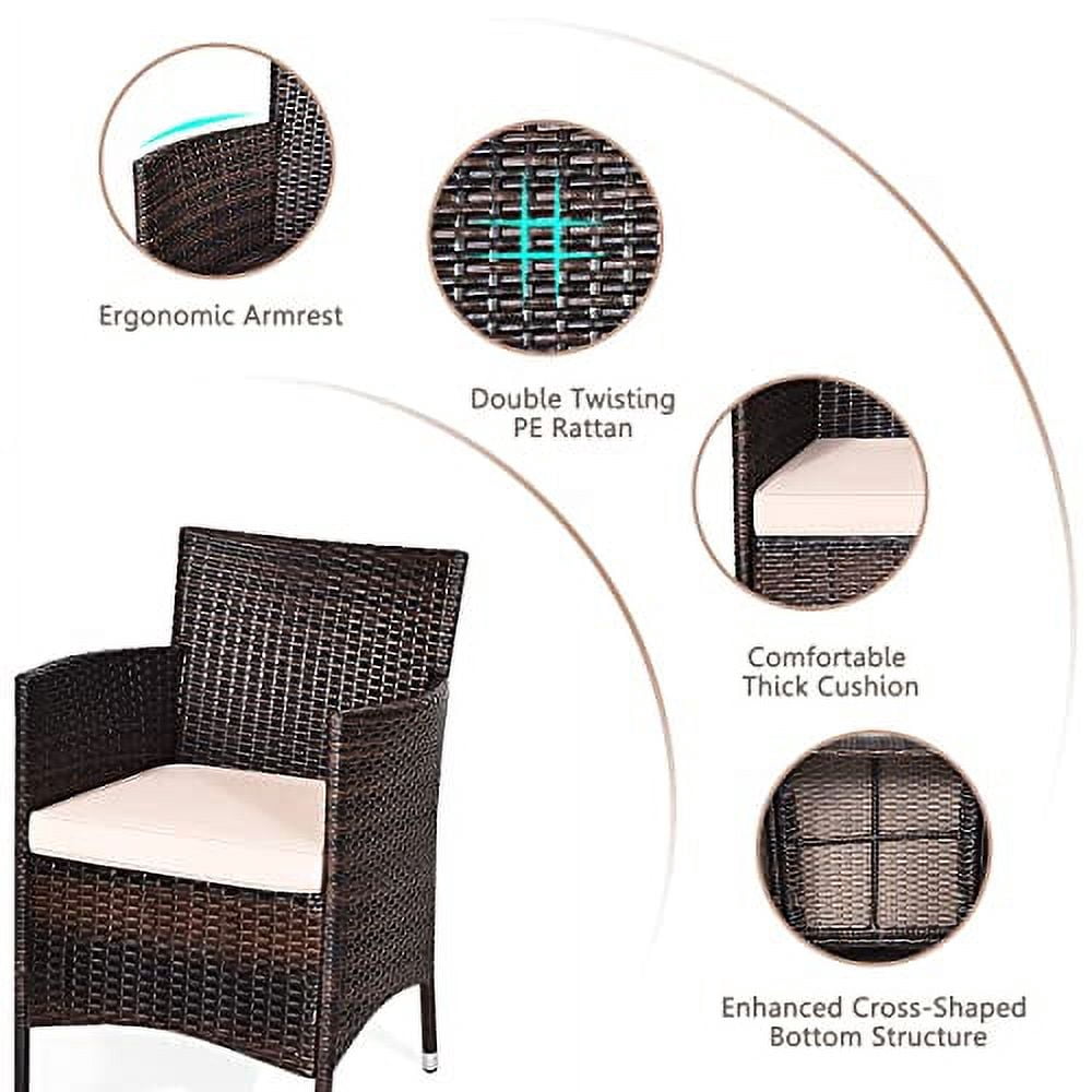 KOTEK 3 Piece Patio Furniture Set, Outdoor Wicker Conversation Set w ...