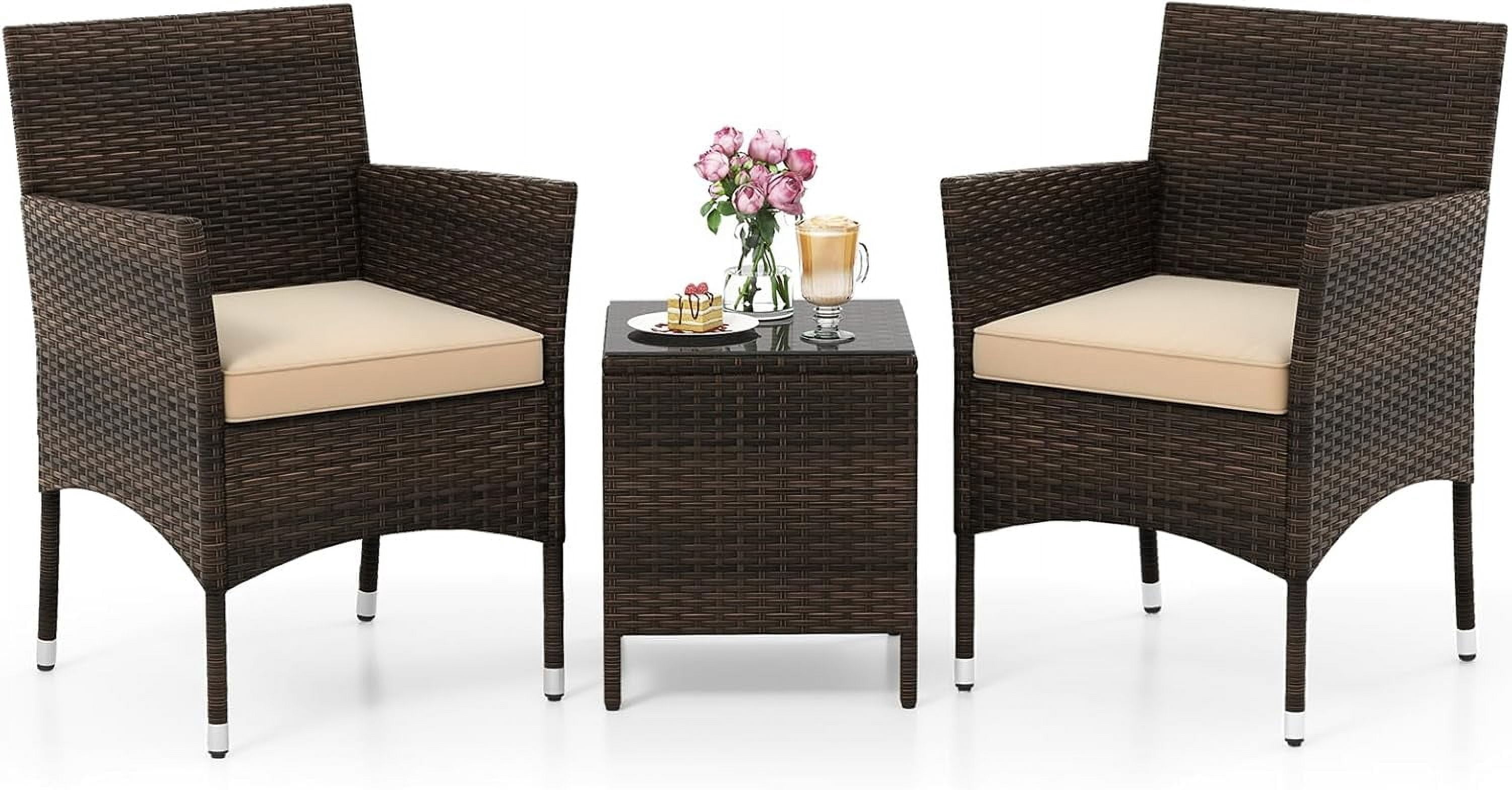 KOTEK 3 Piece Patio Furniture Set, Outdoor Wicker Patio Chairs with ...