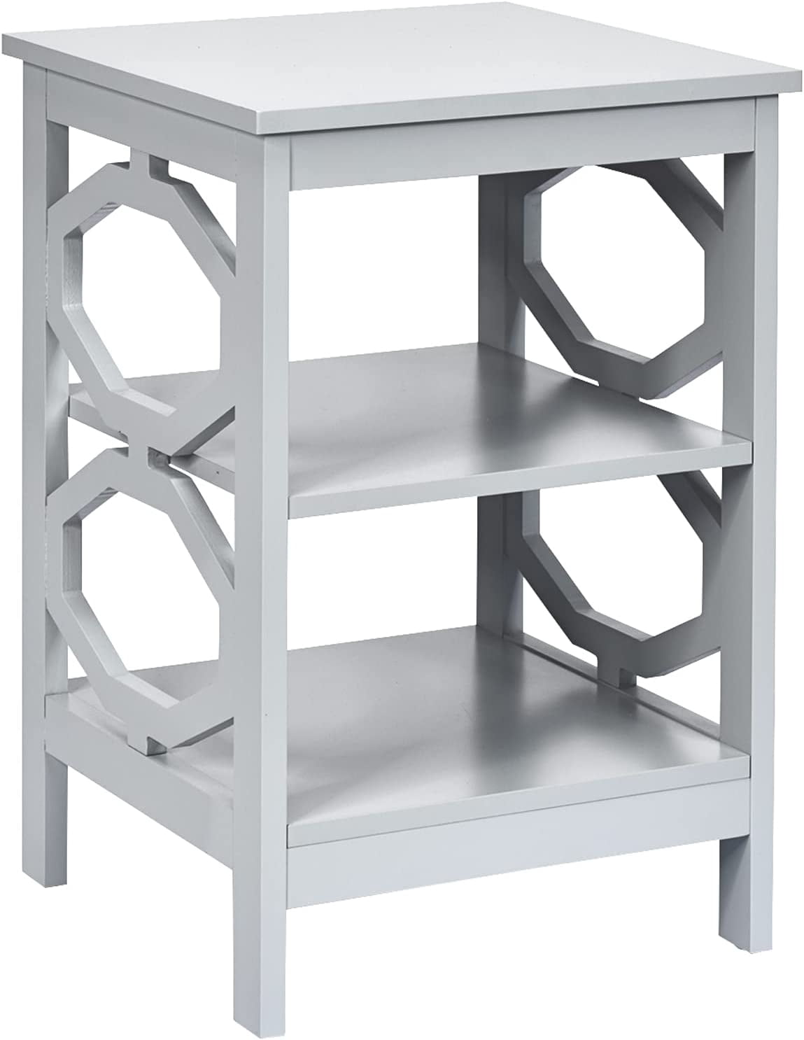 KOTEK 3-Tier Nightstand, Wooden Sofa Side Table with Storage Shelves ...