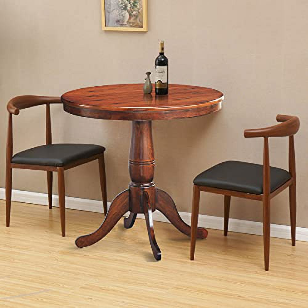 KOTEK 32 Inch Round Dining Table, Solid Wood Pedestal Table, Kitchen ...