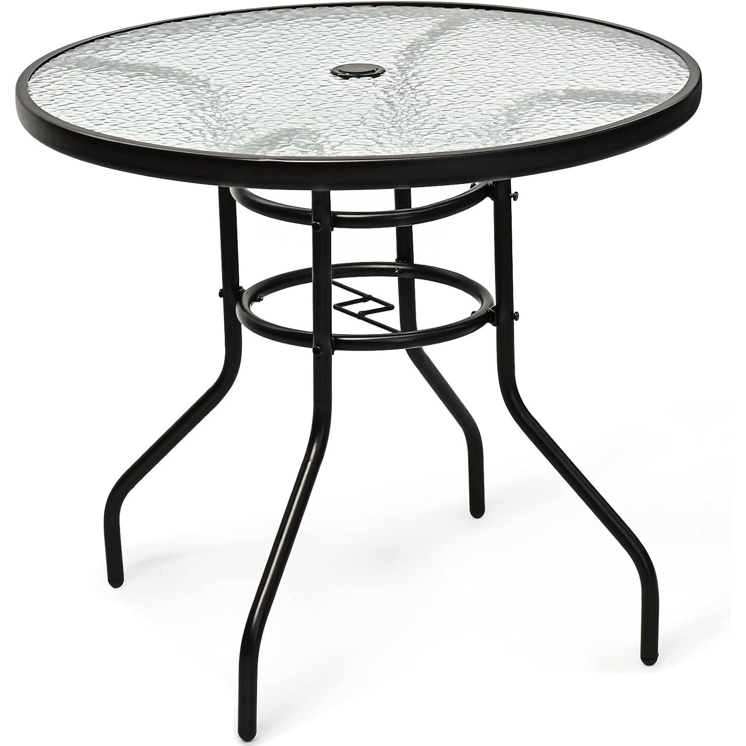 KOTEK 32'' Patio Table with Umbrella Hole, Outdoor Bistro Table w ...