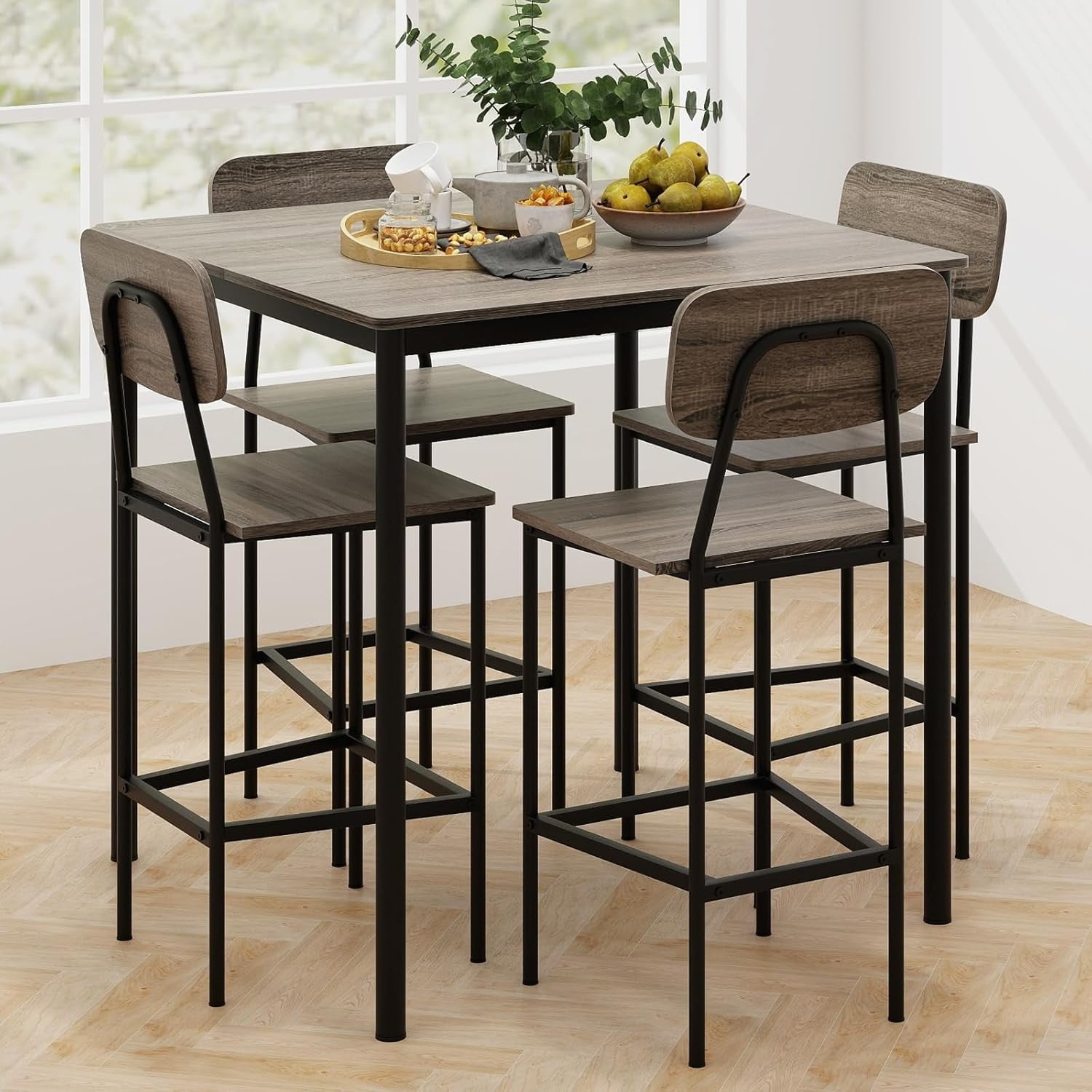 KOTEK 5-Piece Counter Height Dining Table Set, Kitchen Table and Chairs ...