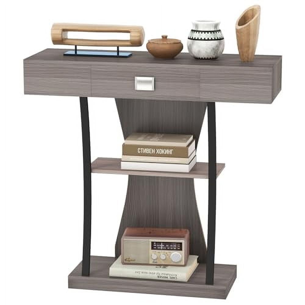 KOTEK Console Table with Storage Drawer & Shelves, 3-Tier Narrow Sofa ...