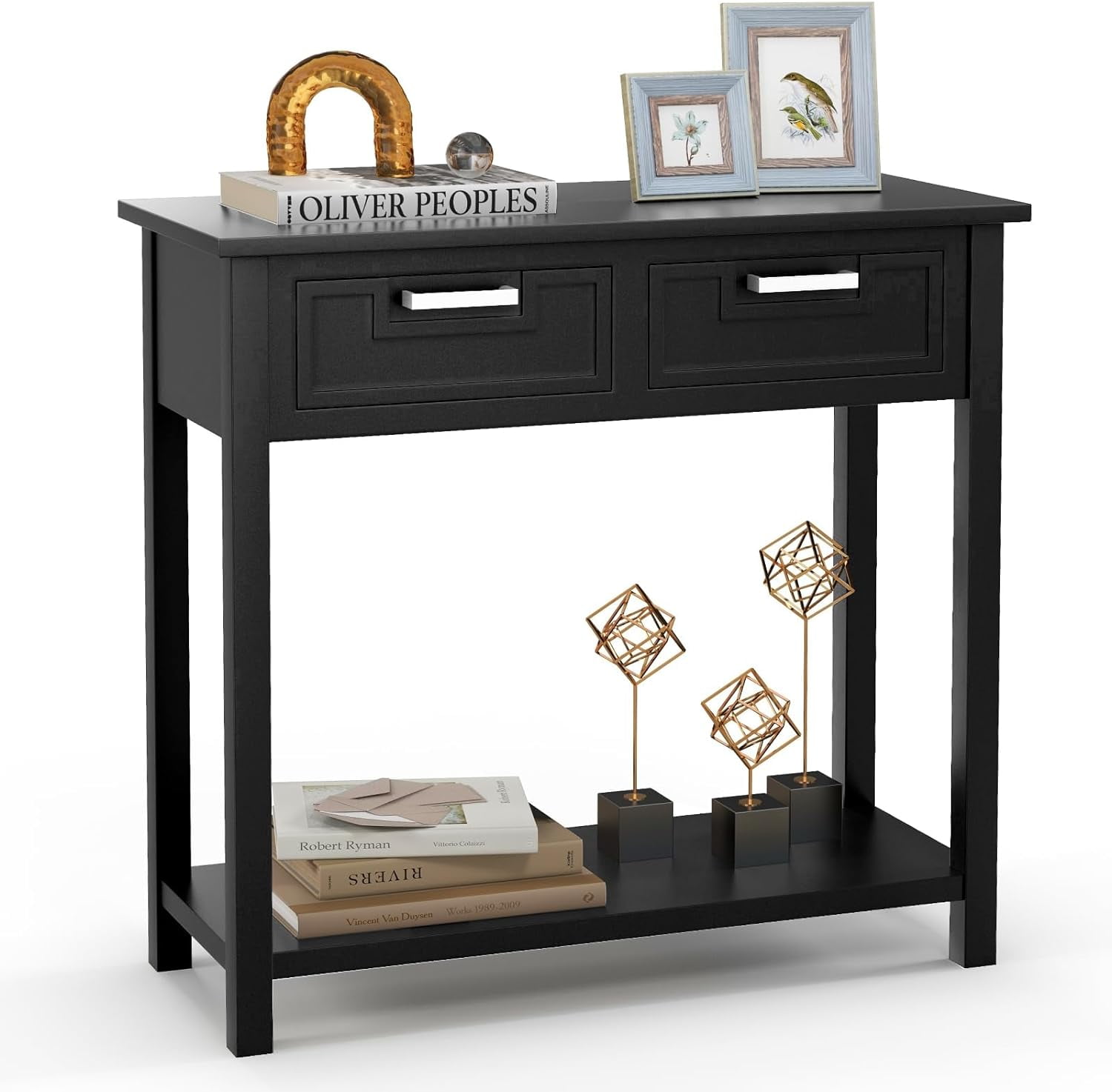 KOTEK Console Table with 2 Drawers & Shelf, Narrow Sofa Table with ...