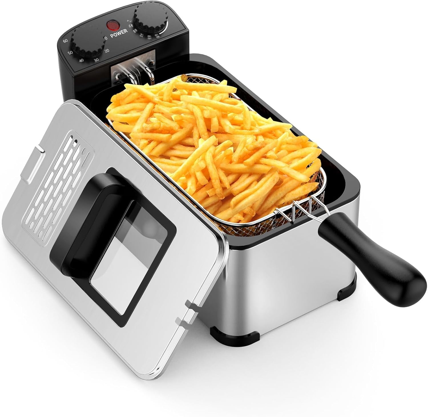 KOTEK Deep Fryer with Basket, 3.2QT/12-Cup Stainless Steel Electric ...