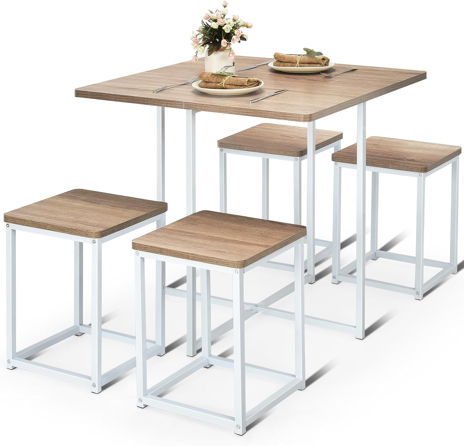 KOTEK Dining Table Set for 4, Kitchen & Dining Room Table Sets with 4 ...