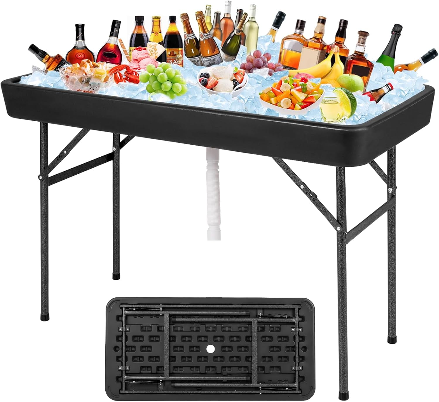 KOTEK Folding Ice Cooler Table with Matching Skirt & Drain Hose ...