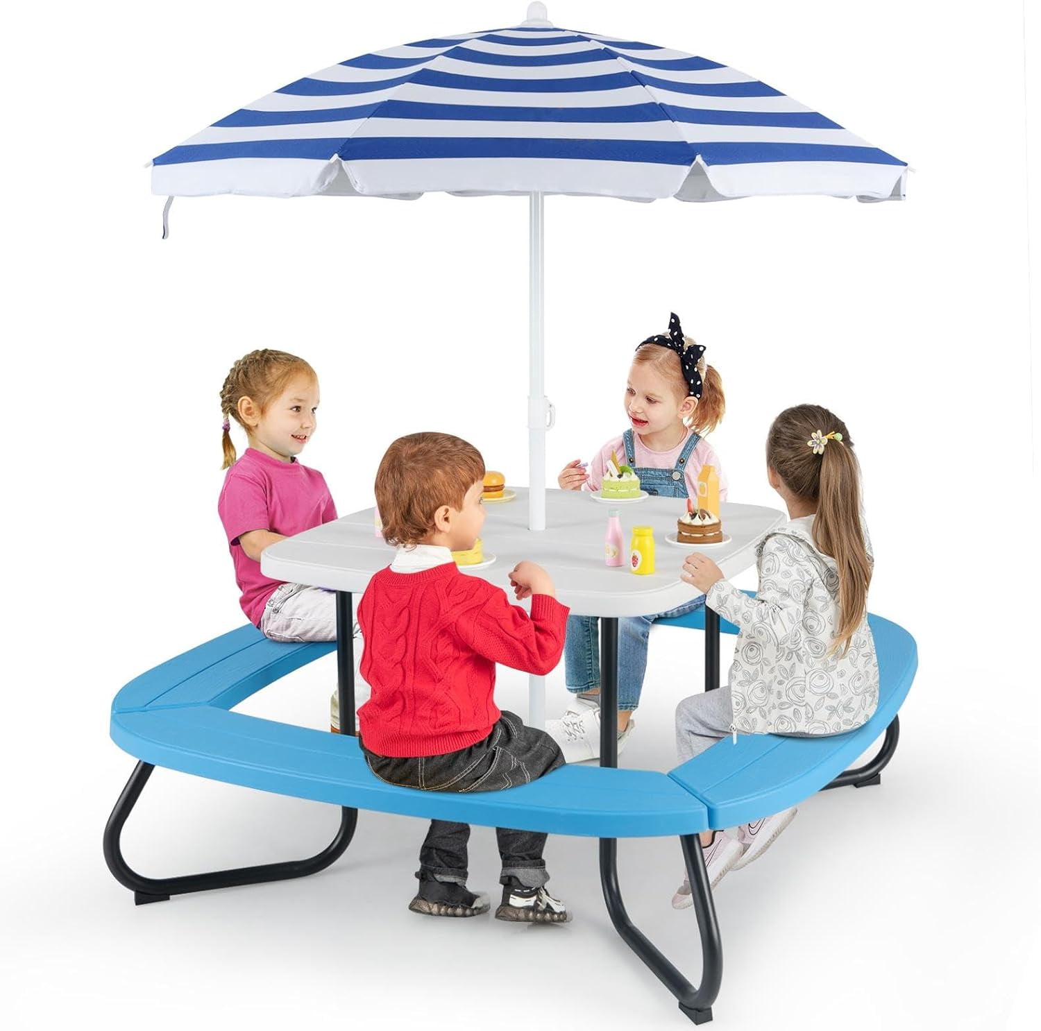 KOTEK Kids Picnic Table, Toddler Activity Table with Removable Umbrella ...