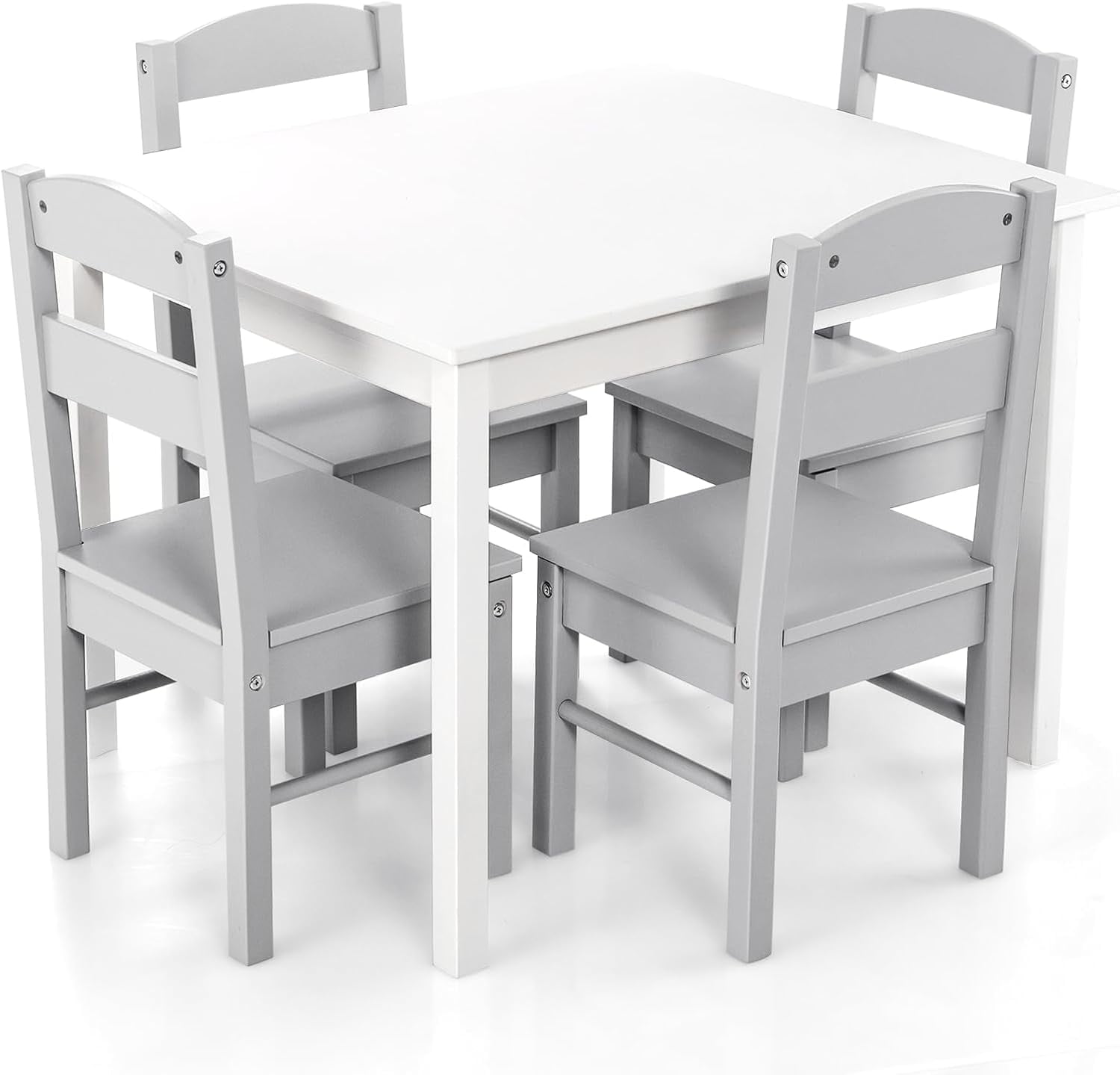 KOTEK Kids Wood Table and 4 Chair Set, Children Multi Activity Table ...