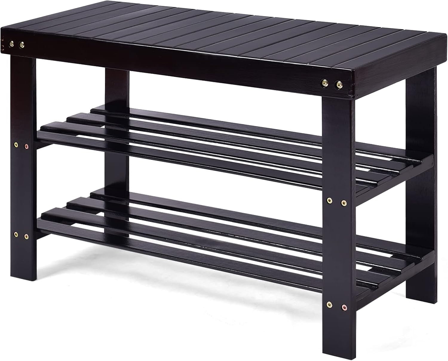 KOTEK Shoe Rack Bench 3-Tier Bamboo Shoe Shelf Organizer Entryway Bench ...
