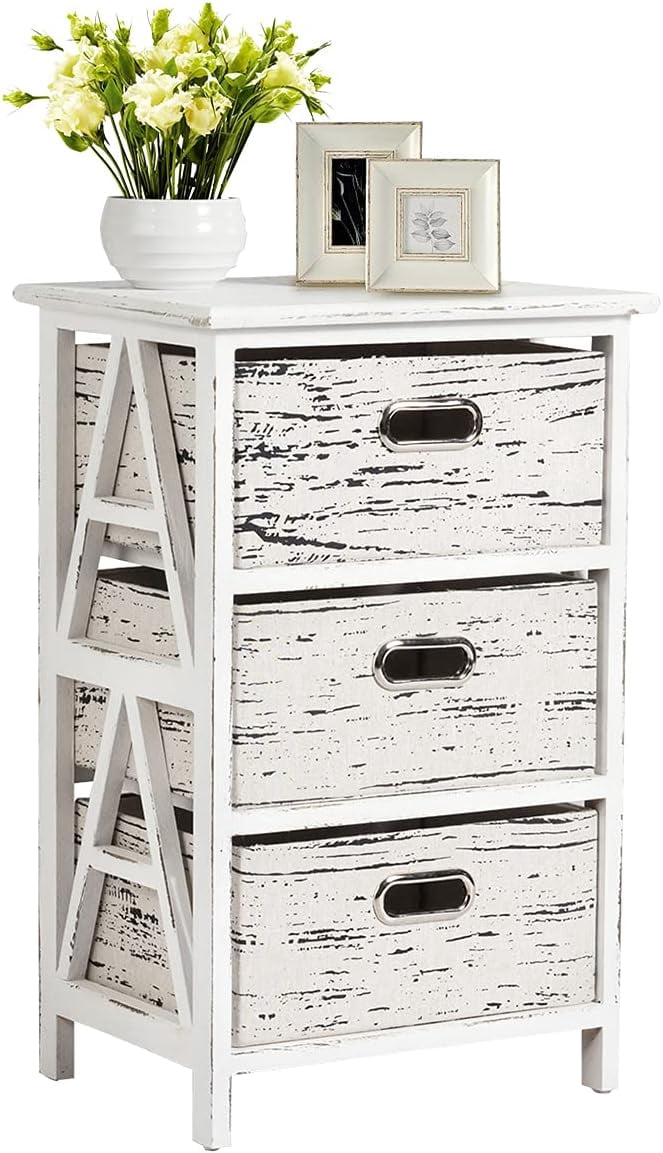 KOTEK Storage Drawer Unit, 3-Drawer Fabric Dresser w/Wood Frame ...