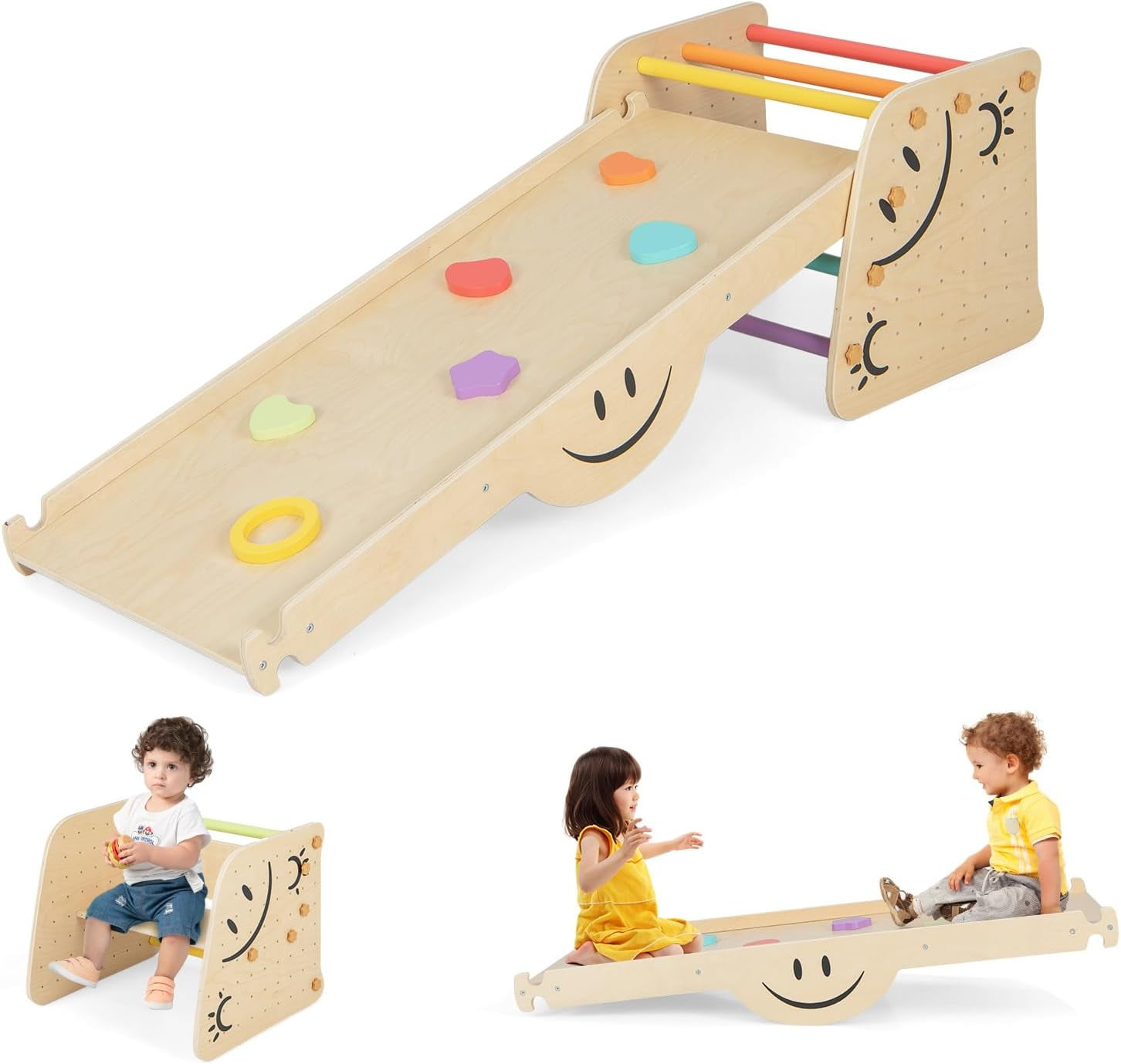 KOTEK Toddler Climbing Toys Indoor, 8 in 1 Baby Climbing Gym with ...