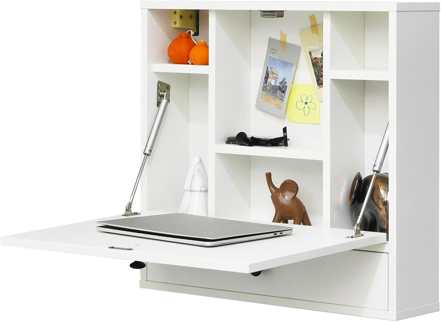KOTEK Wall Mounted Desk, Floating Laptop Desk w/Storage Drawer and ...