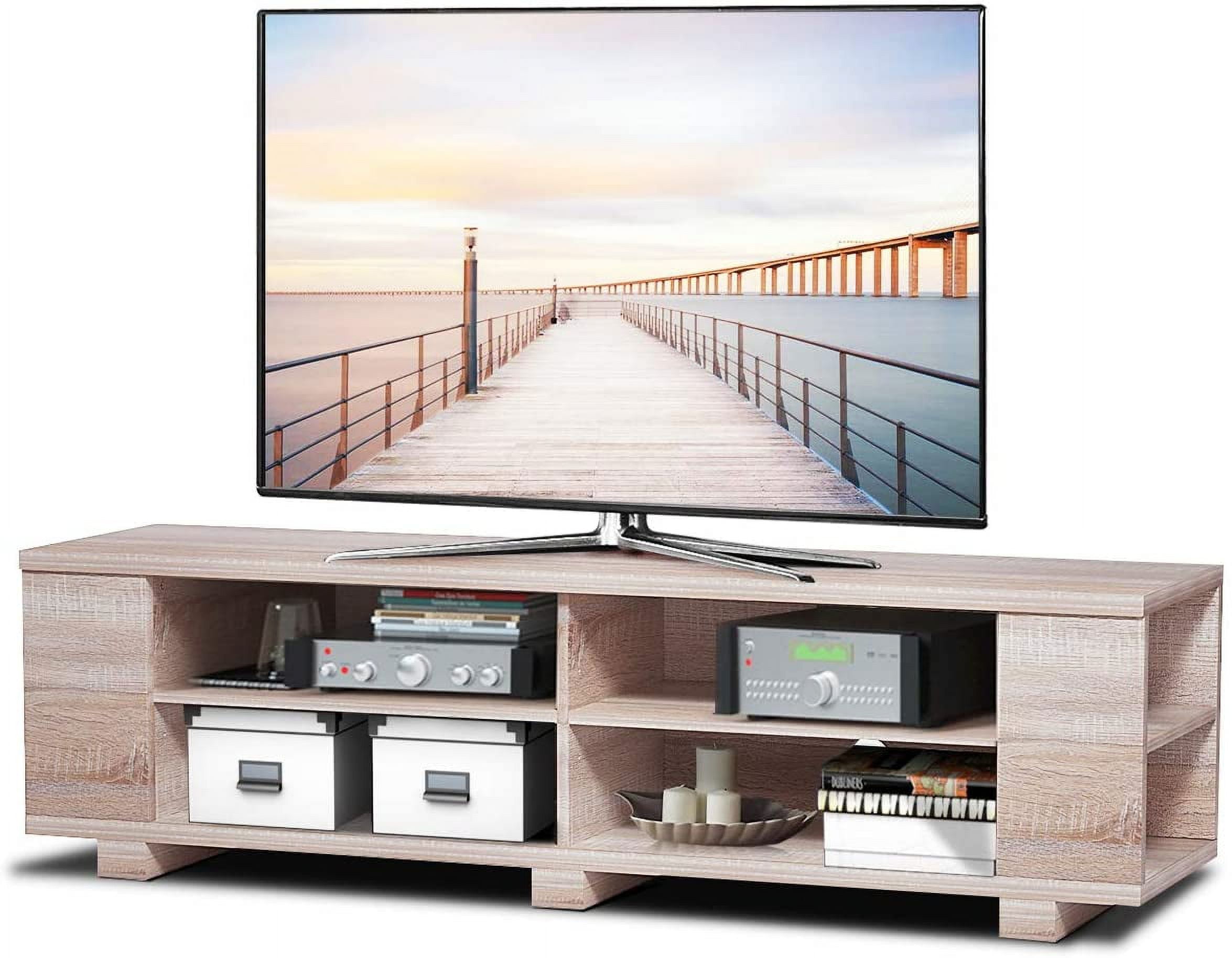 KOTEK Wooden TV Stand for TVs up to 65 Inches, TV Console Table with 8 ...
